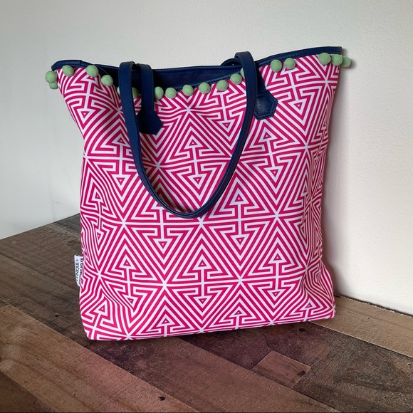 Clinique | Bags | Nwt Clinique Jonathan Adler Geometric Print Pink Tote ...